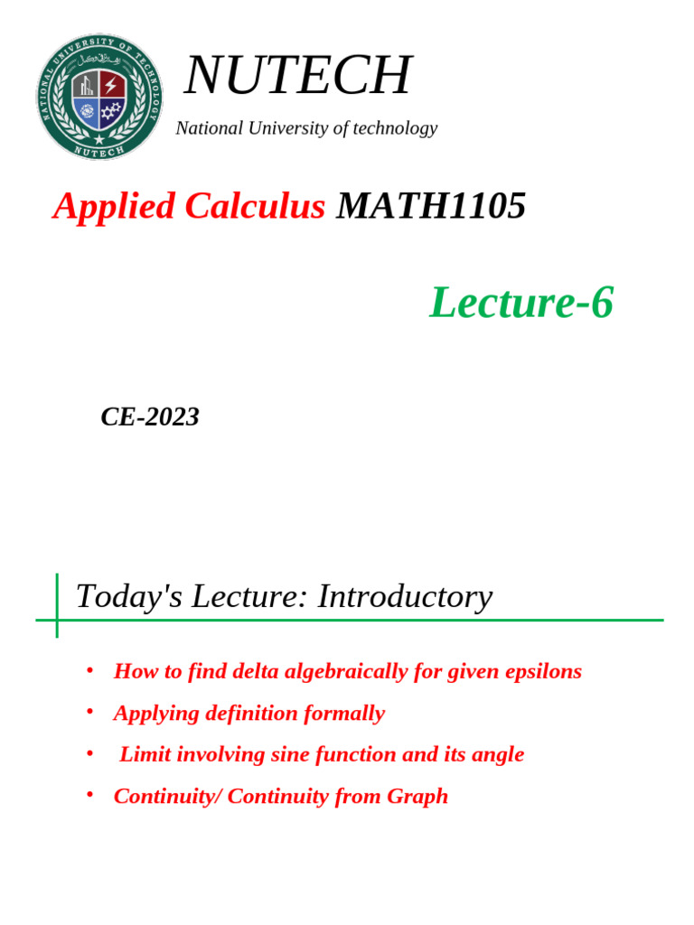 Lec 6 MATH1105 | PDF