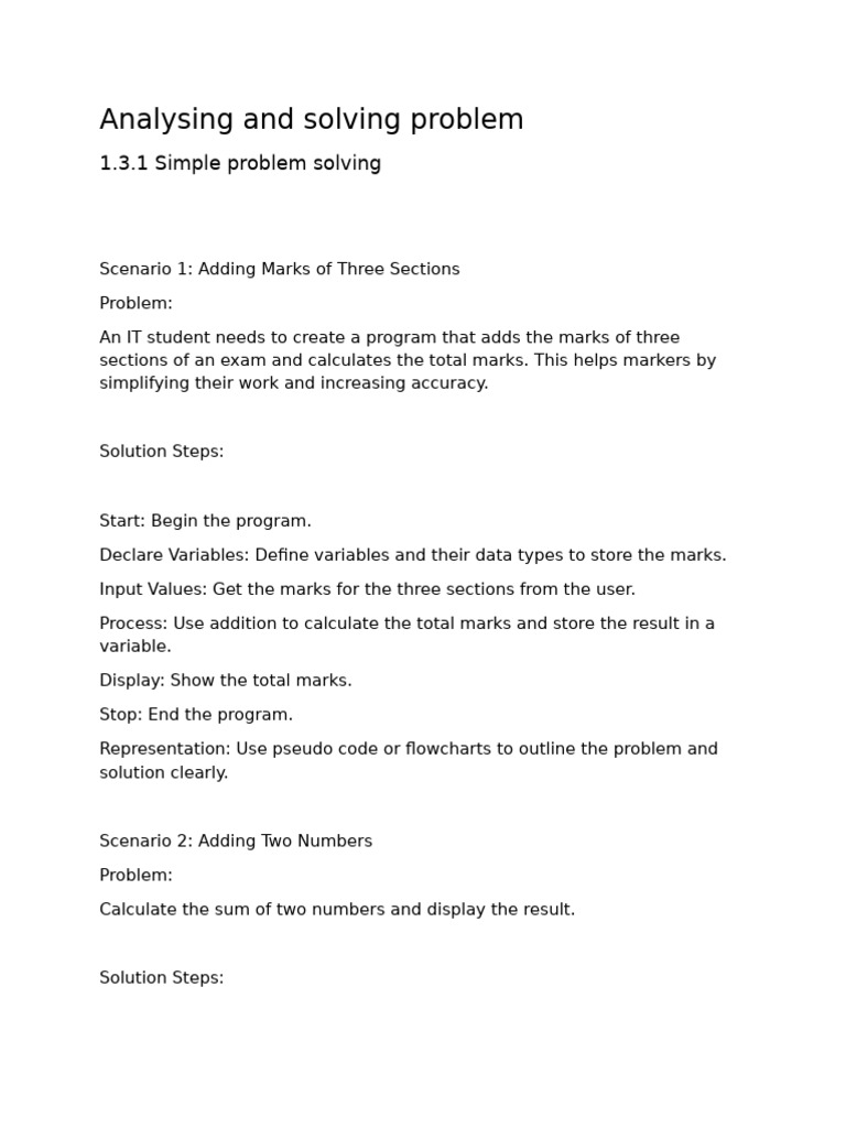 Analysing and Solving Problem | PDF