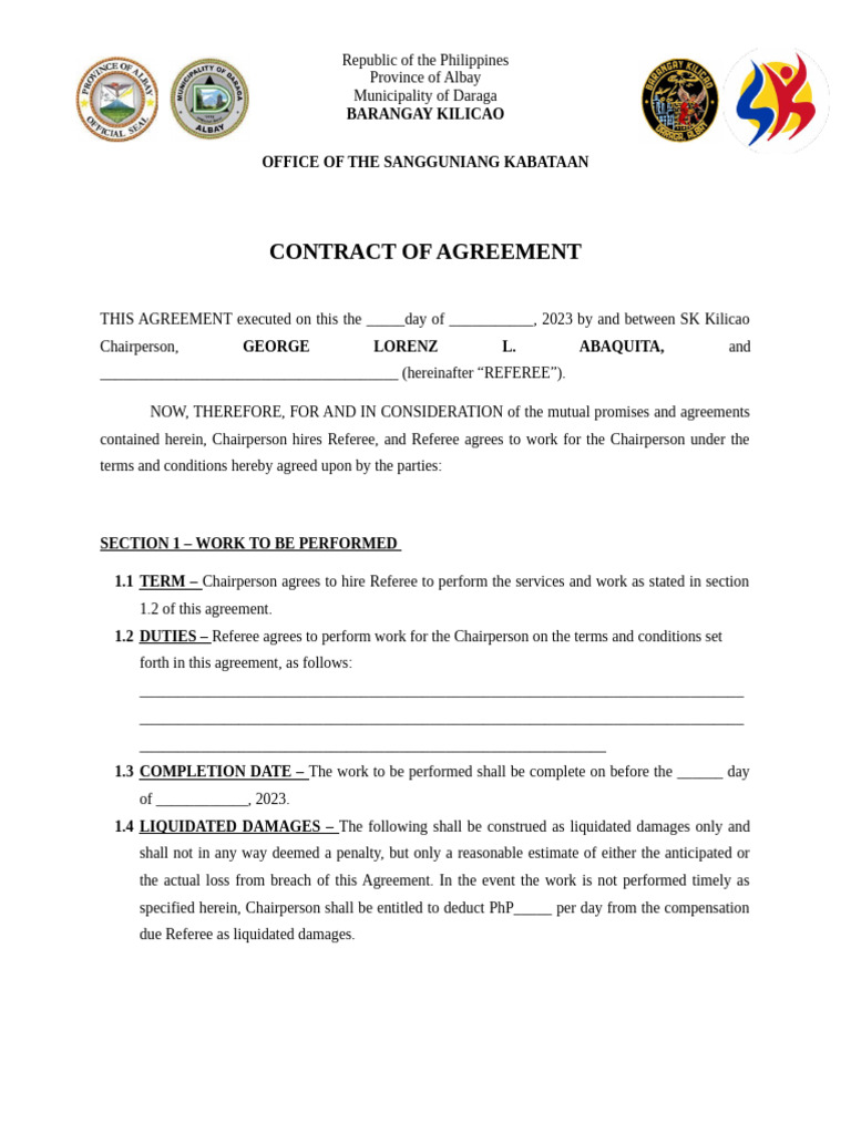 Referee Employment Contract | PDF | Damages | Liquidated Damages