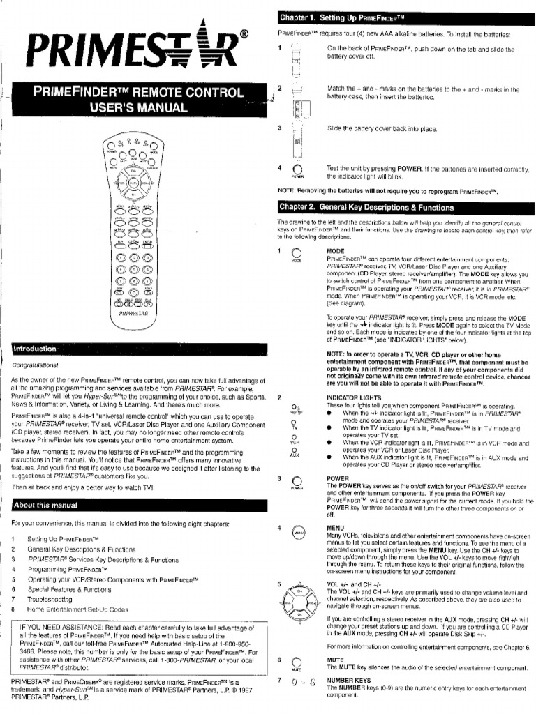 PrimeStar PrimeFinder (Control Universal) | PDF
