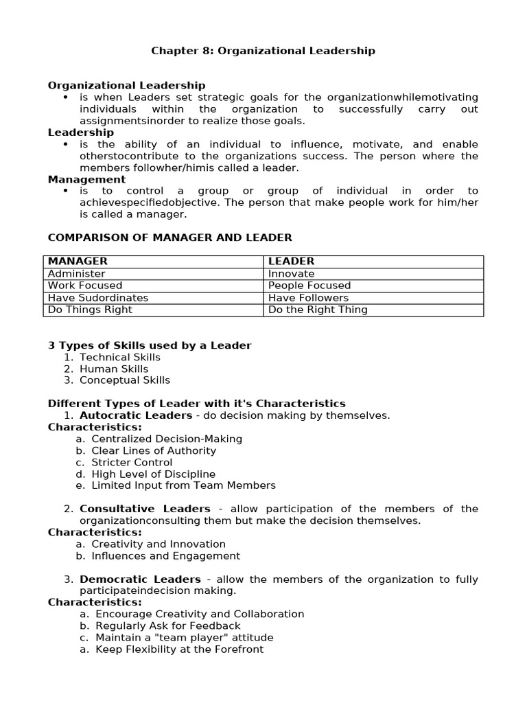 Chapter 8 Organizational Leadership Pdf Leadership Creativity