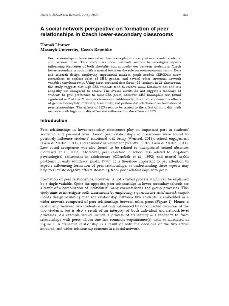 Czech Classroom Peer Dynamics | PDF | Estimation Theory | Social Network