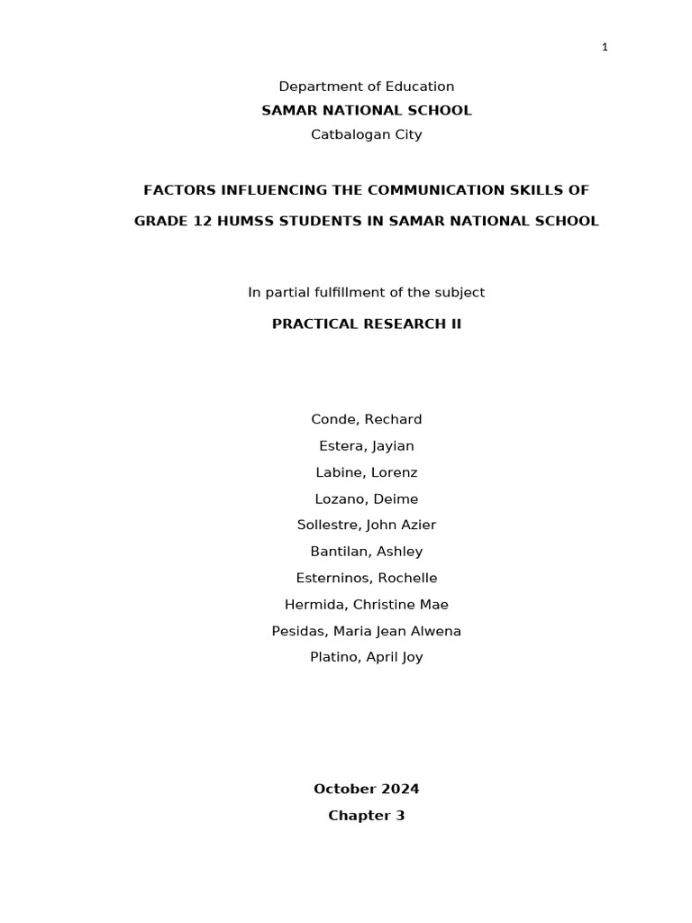 Group 3 - HUMSS-C Chapter 3 Methodology | PDF | Survey Methodology | Statistics