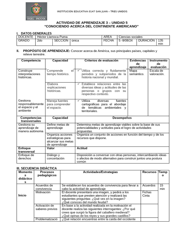 Actividad 3 - UNIDAD 5 - 2DO | PDF | Aprendizaje | Evaluación
