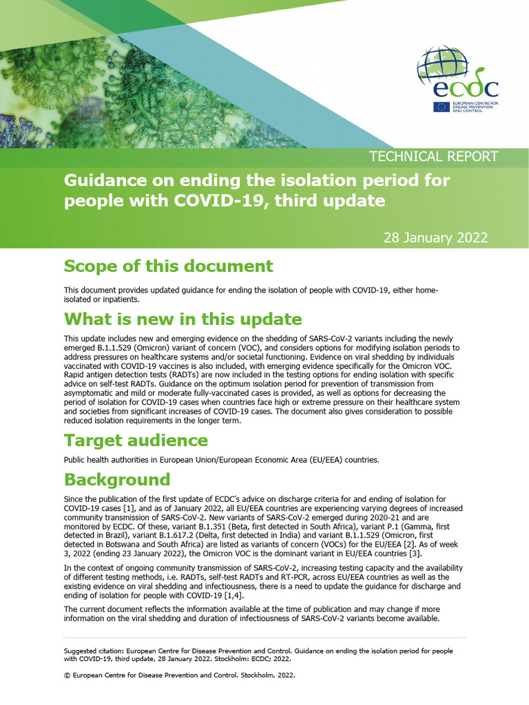 Guidance For Discharge and Ending of Isolation of People With COVID 19 ...