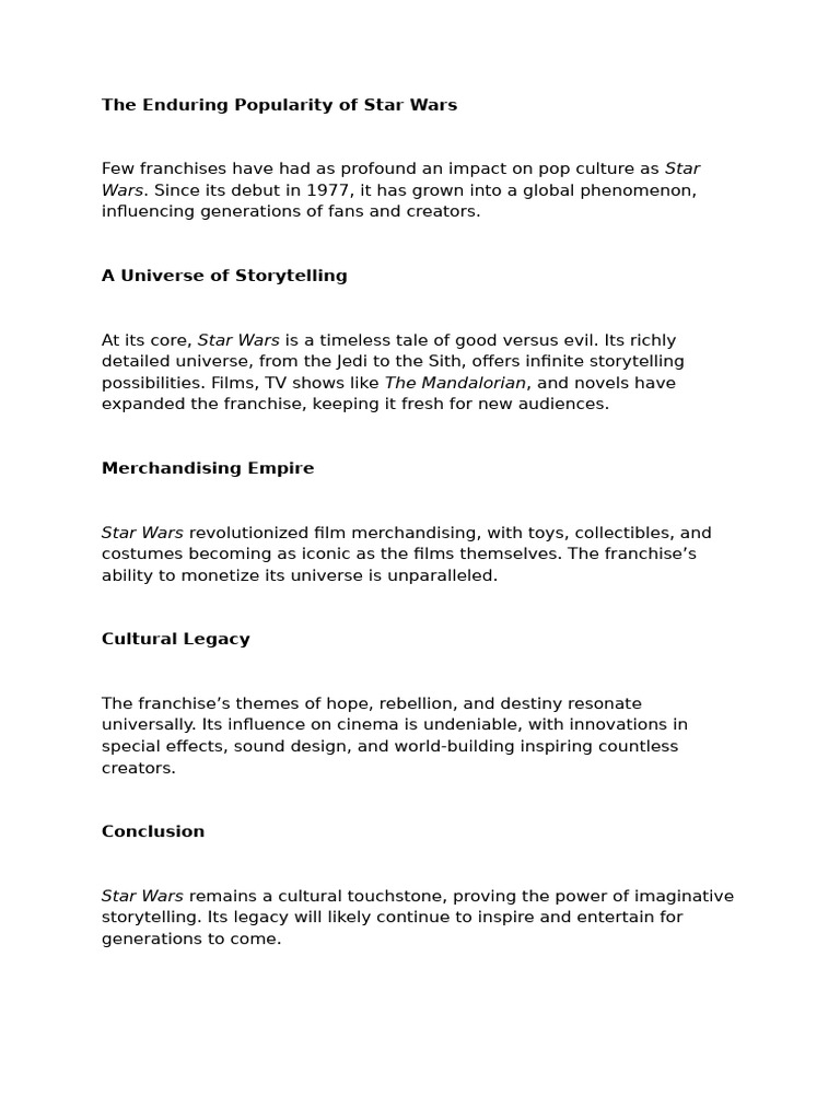 The Enduring Popularity of Star Wars | PDF