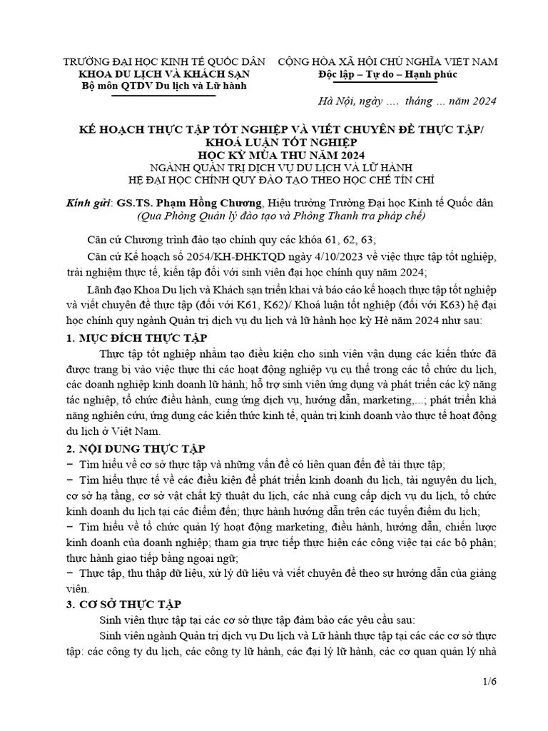 V1 - LH - KH thuc tap học kỳ mùa Thu 2024 | PDF