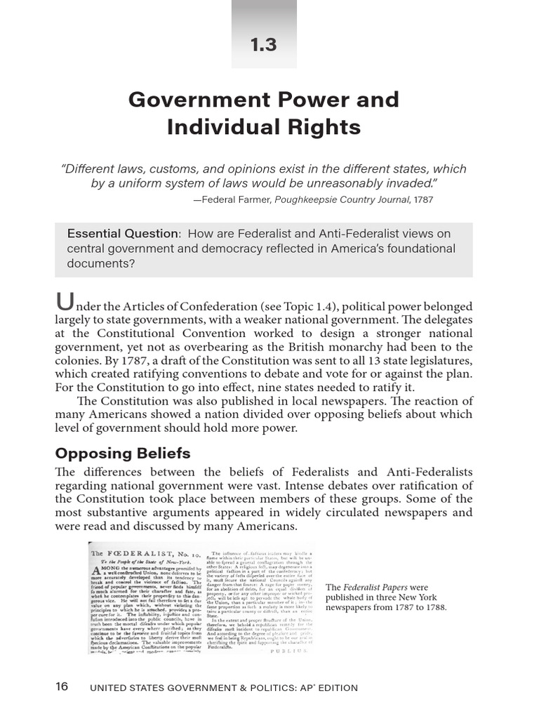 Federalist vs. Anti-Federalist Views on Government | PDF | The ...