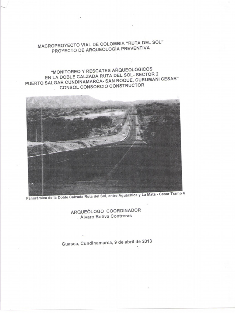 2013 Ruta Del Sol Monitoreo y Rescates Arqueológicos - Álvaro Botiva | PDF