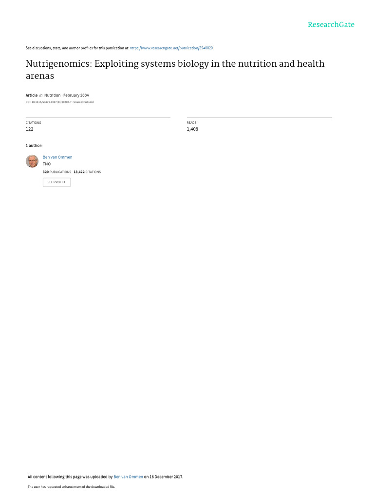 Nutrigenomics and Systems Biology Insights | PDF | Metabolomics ...