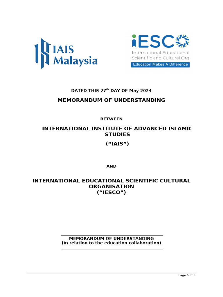 MOU - IAIS | PDF | Memorandum Of Understanding | Confidentiality
