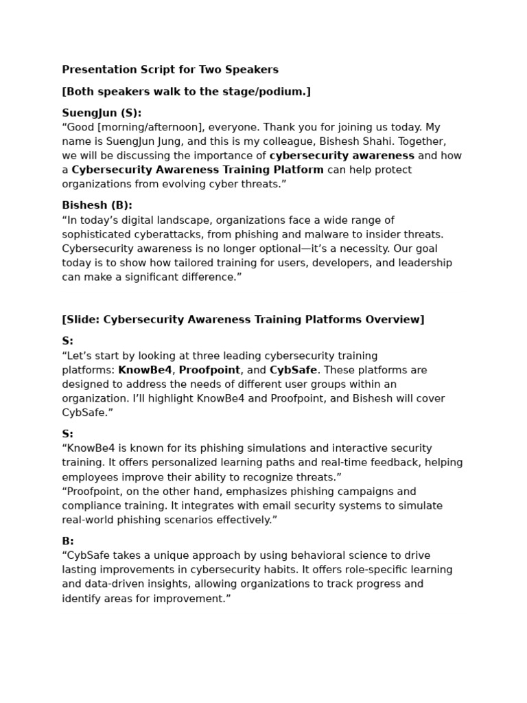 Presentation Script For Two Speakers | PDF | Security | Computer Security