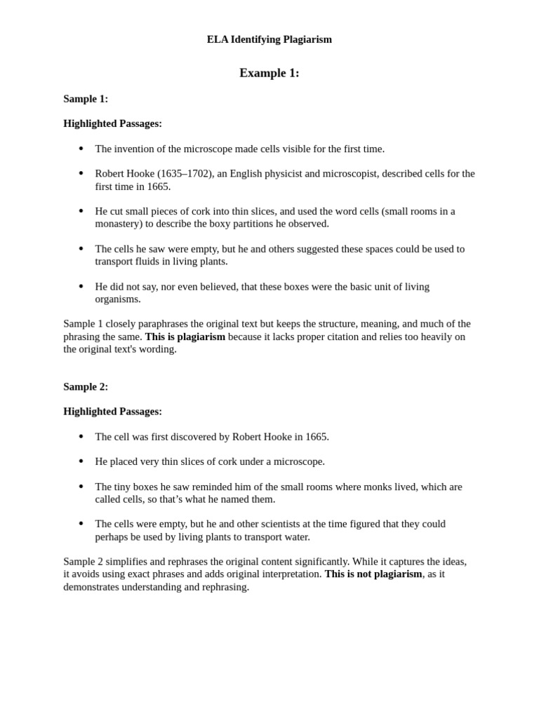 ELA Identifying Plagiarism-Finished | PDF | Tissue (Biology) | Histology