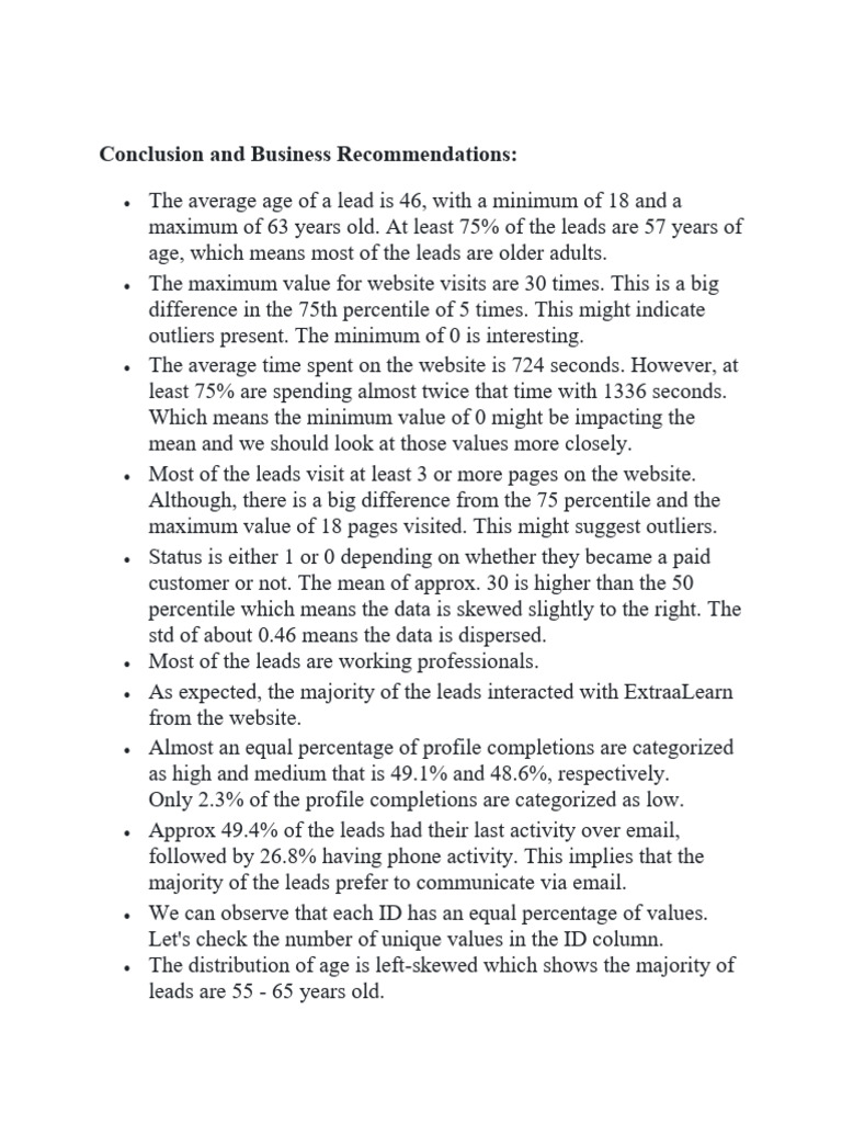 Conclusion and Business Recommendations Predictive PDF | PDF