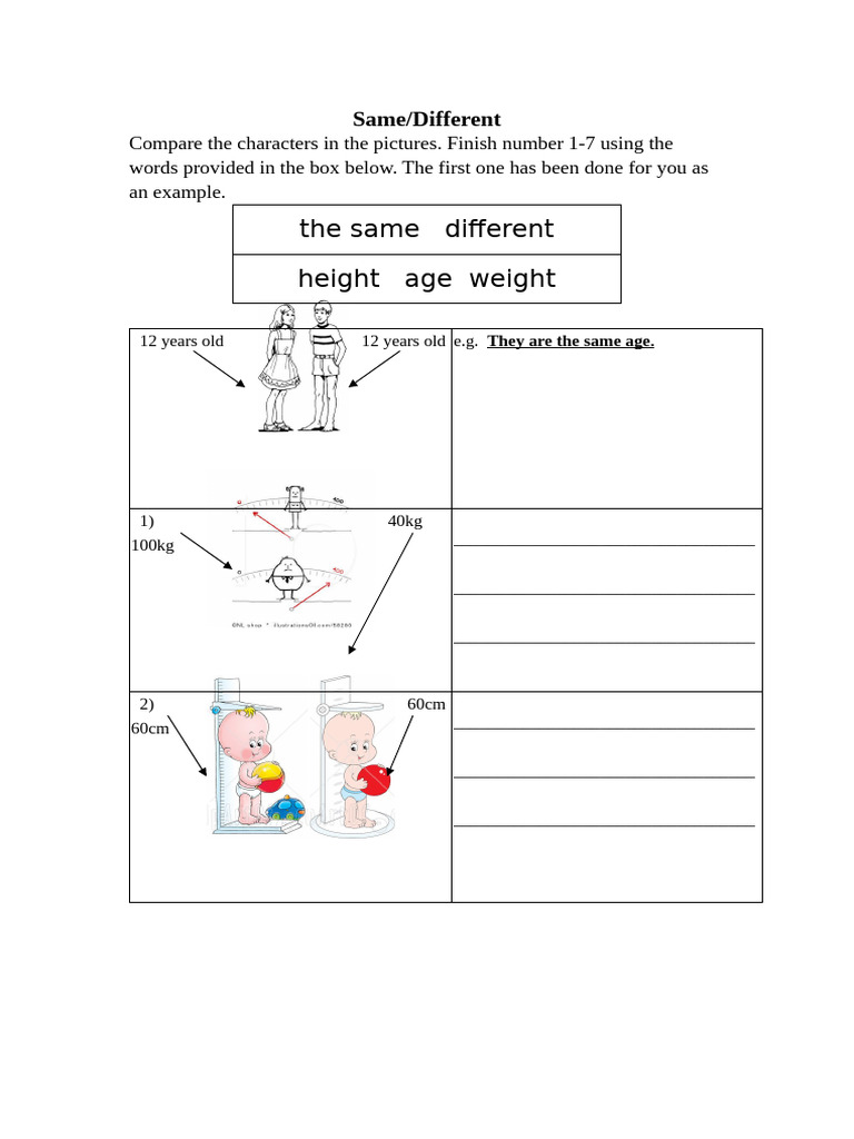 Same Different Worksheet.doc | PDF