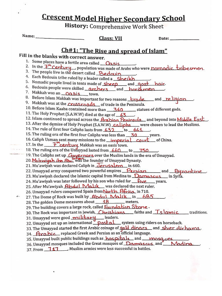 Answer key HISTORY Chapter.1 | PDF