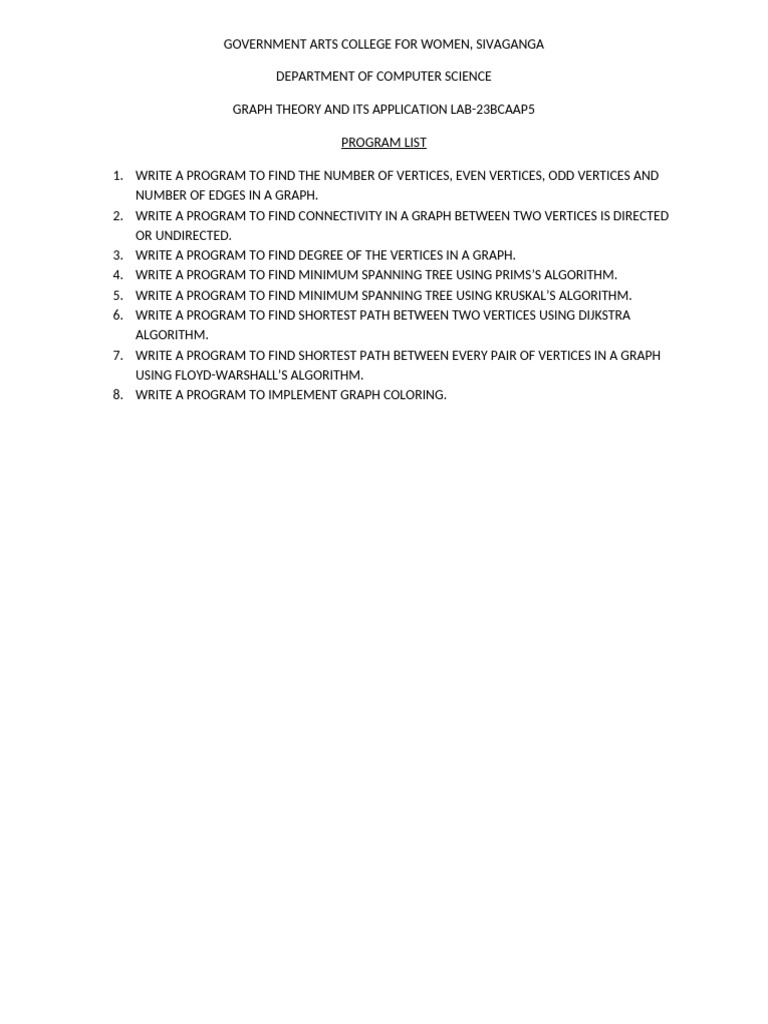 GRAPH PROGRAM | PDF | Graph Theory | Computational Problems GRAPH PROGRAM | PDF | Graph Theory | Computational Problems