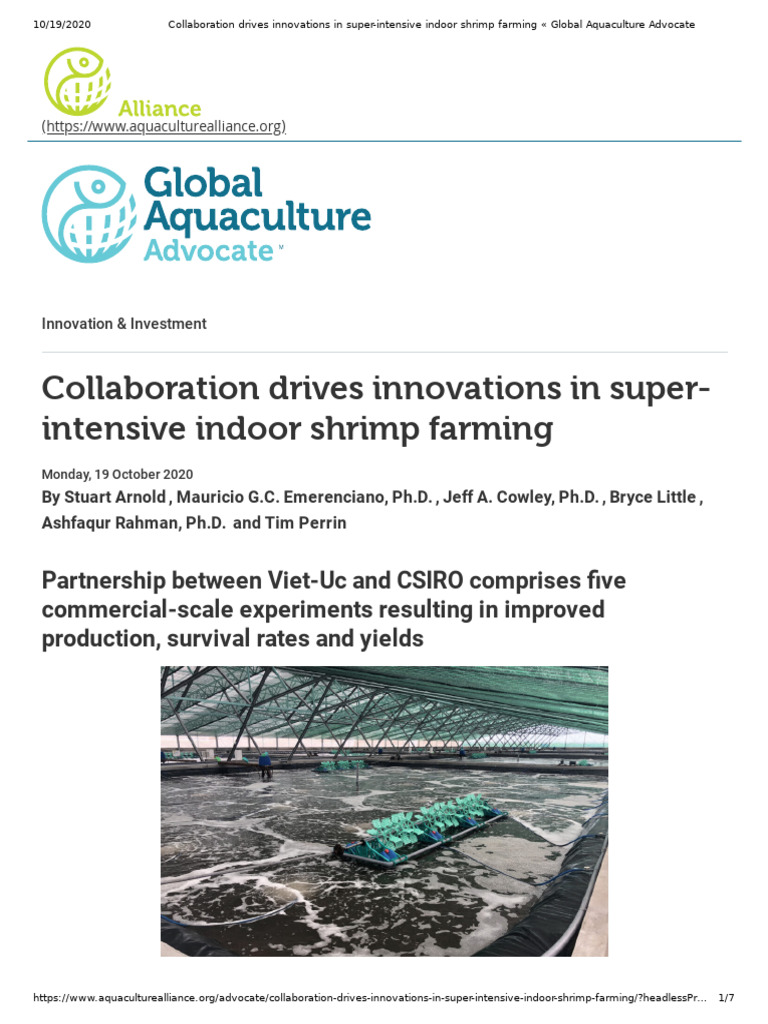 Collaboration Drives Innovations in Super Intensive Indoor Shrimp ...
