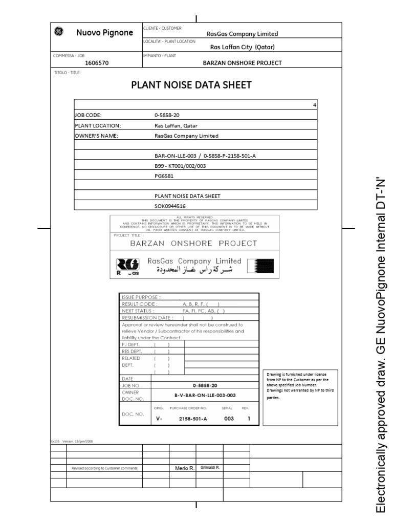 Plant Noise Data Sheet Overview | PDF | Decibel | Acoustics