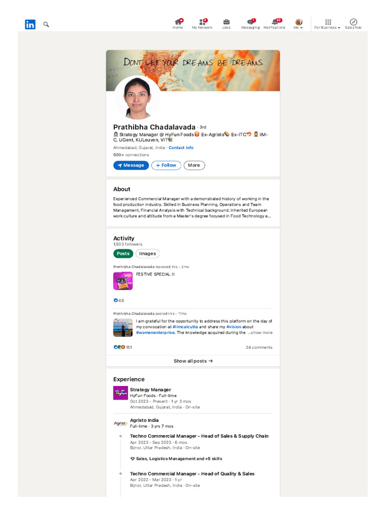 Prathibha Chadalavada - LinkedIn | PDF | Business