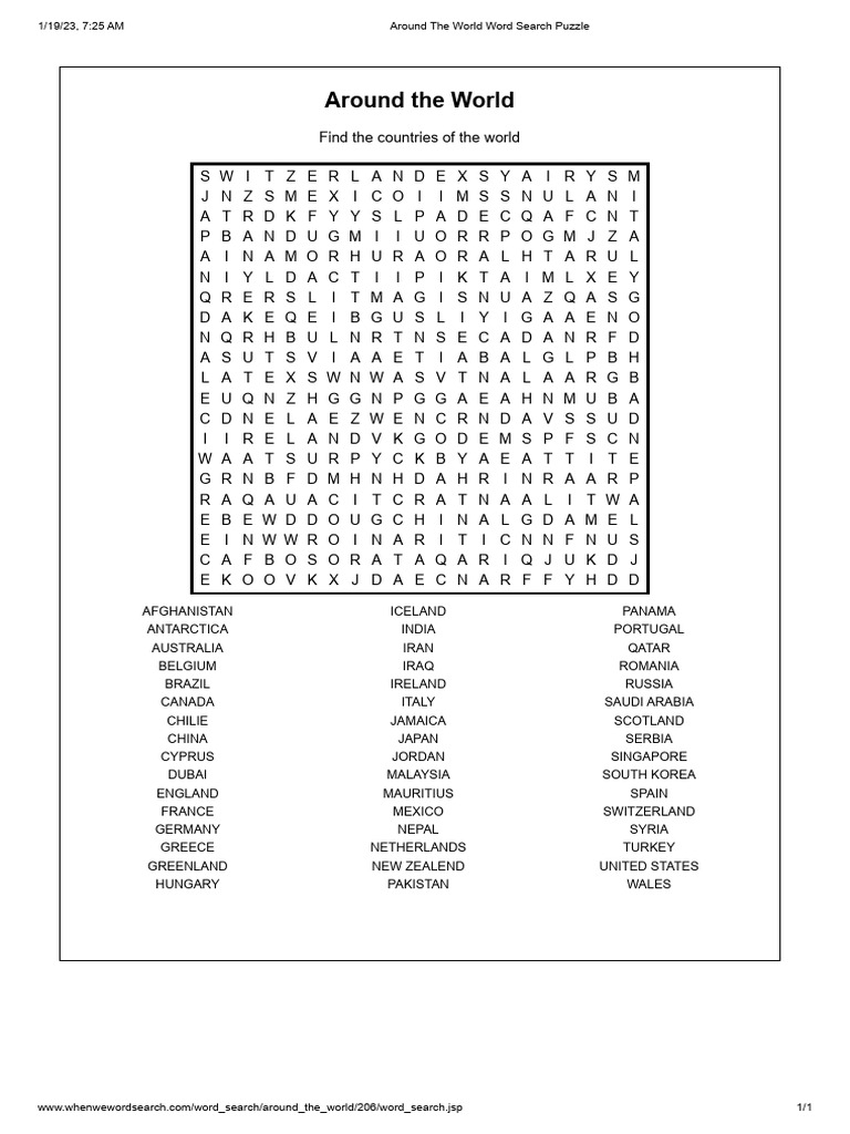 Around The World Word Search Puzzle | PDF | National Association ...