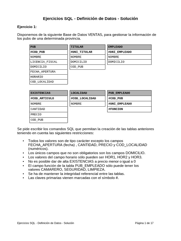 03 SQL Server EJERCICIOS TABLAS | PDF | SQL | Software de gestión de datos