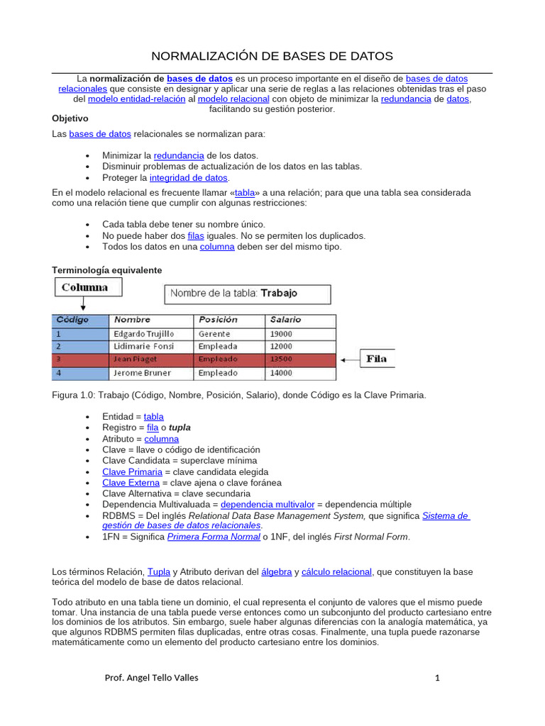 14 NORMALIZACION-TEORIA | PDF | Base de datos relacional | SQL