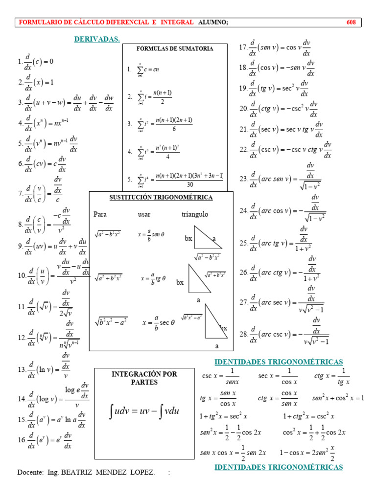 Formulario de Calculo | PDF