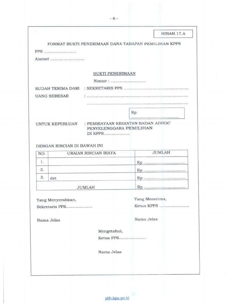 spj pertanggungjawaban KPPS | PDF