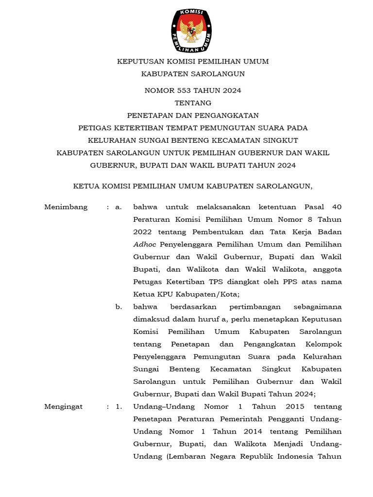 6 SK Pengangkatan Petugas Ketertipan | PDF