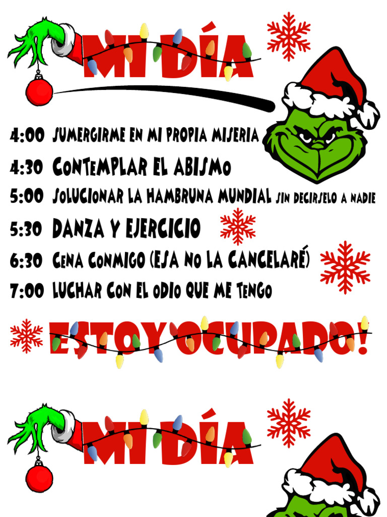 Mi Día Grinch: Reflexiones y Rutinas | PDF