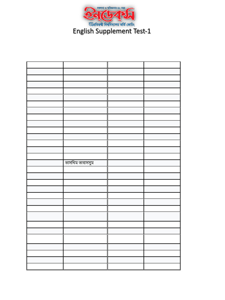 English Supplement Test-01 (Online) | PDF