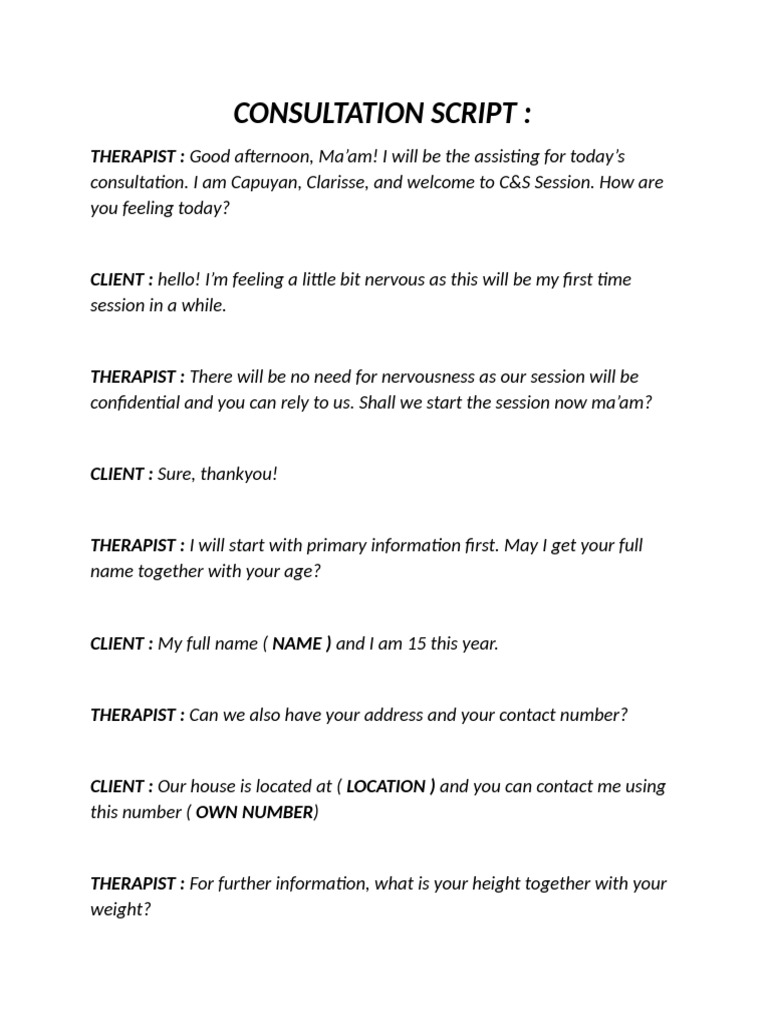 CONSULTATION SCRIPT 2 | PDF | Allergy | Massage