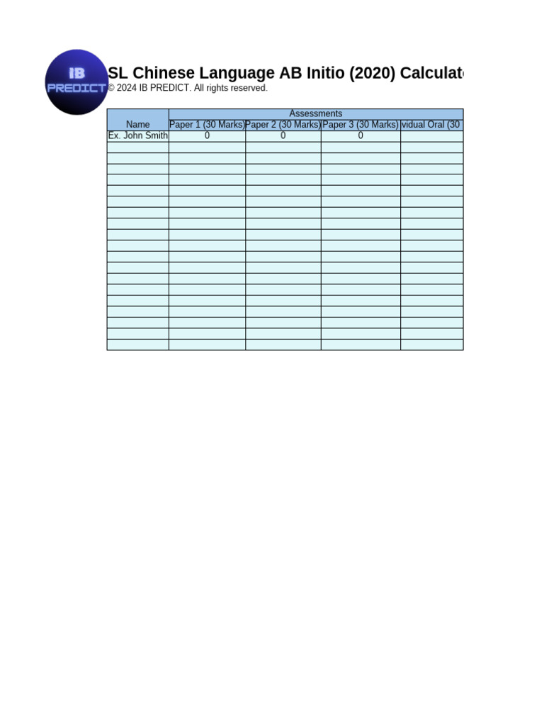 SL Chinese Language AB Initio (2020) (IB PREDICT) v1.0 | PDF