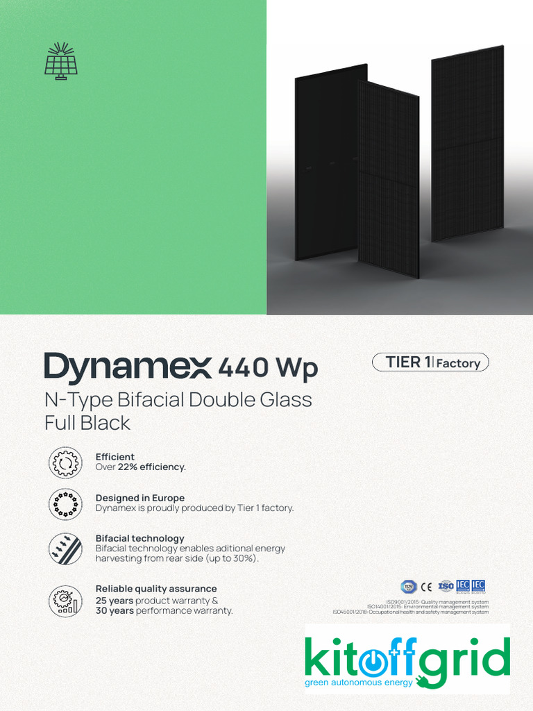 KOG DS SOL Dynamex Datasheet Dynamex 440Wp 0310 en 0624 | PDF ...