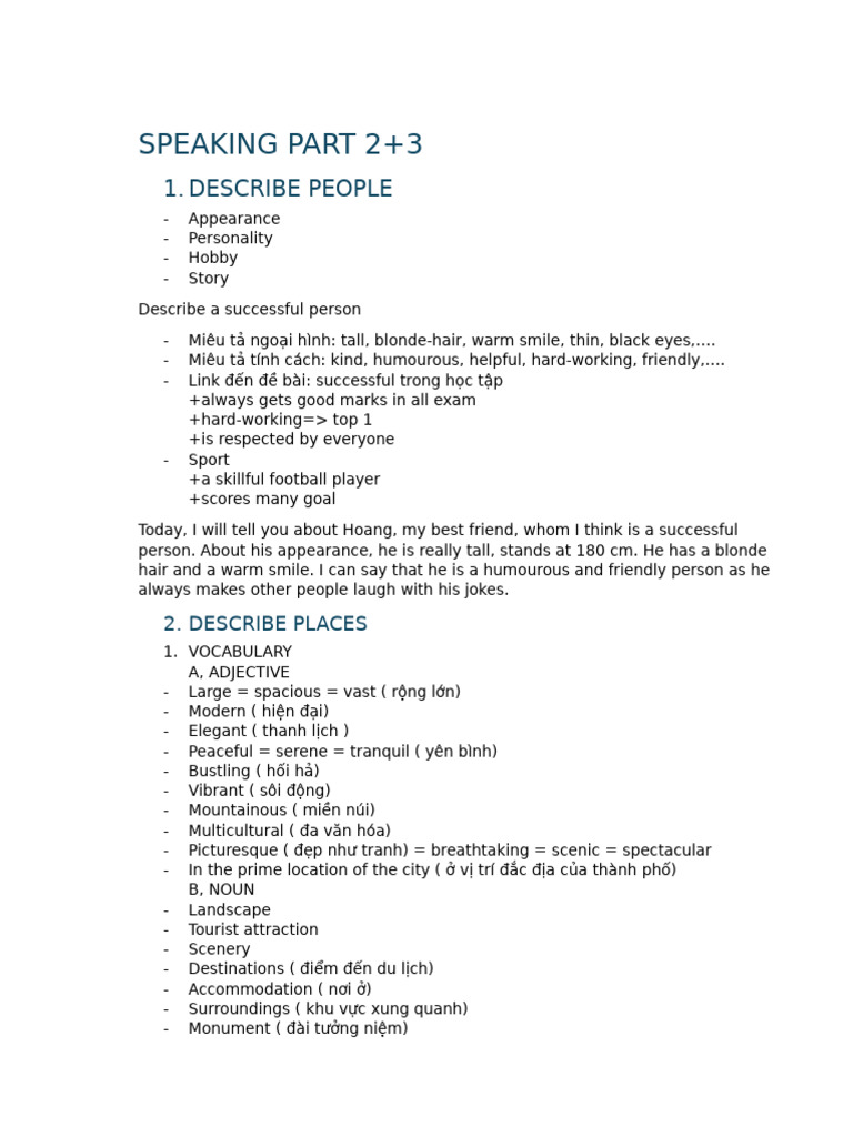 SPEAKING PART 2 | PDF | Vietnam