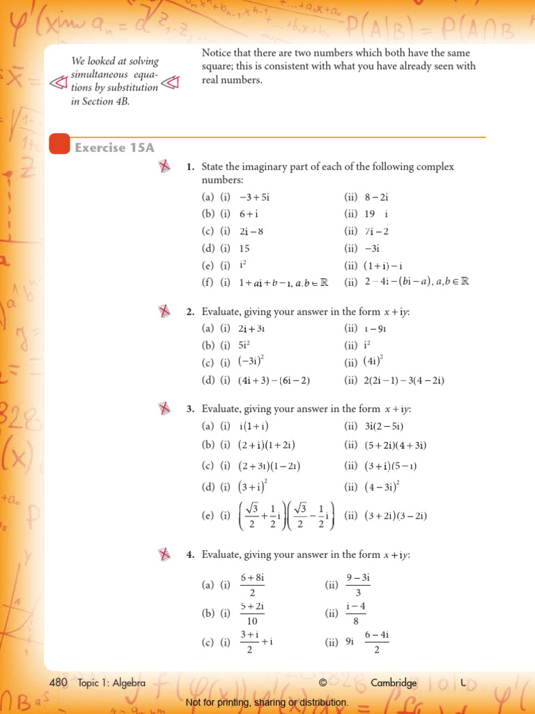 CUP Complex Numbers Practice | PDF | Complex Number | Algebra