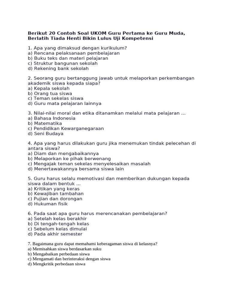 Contoh Soal UKOM Guru | PDF