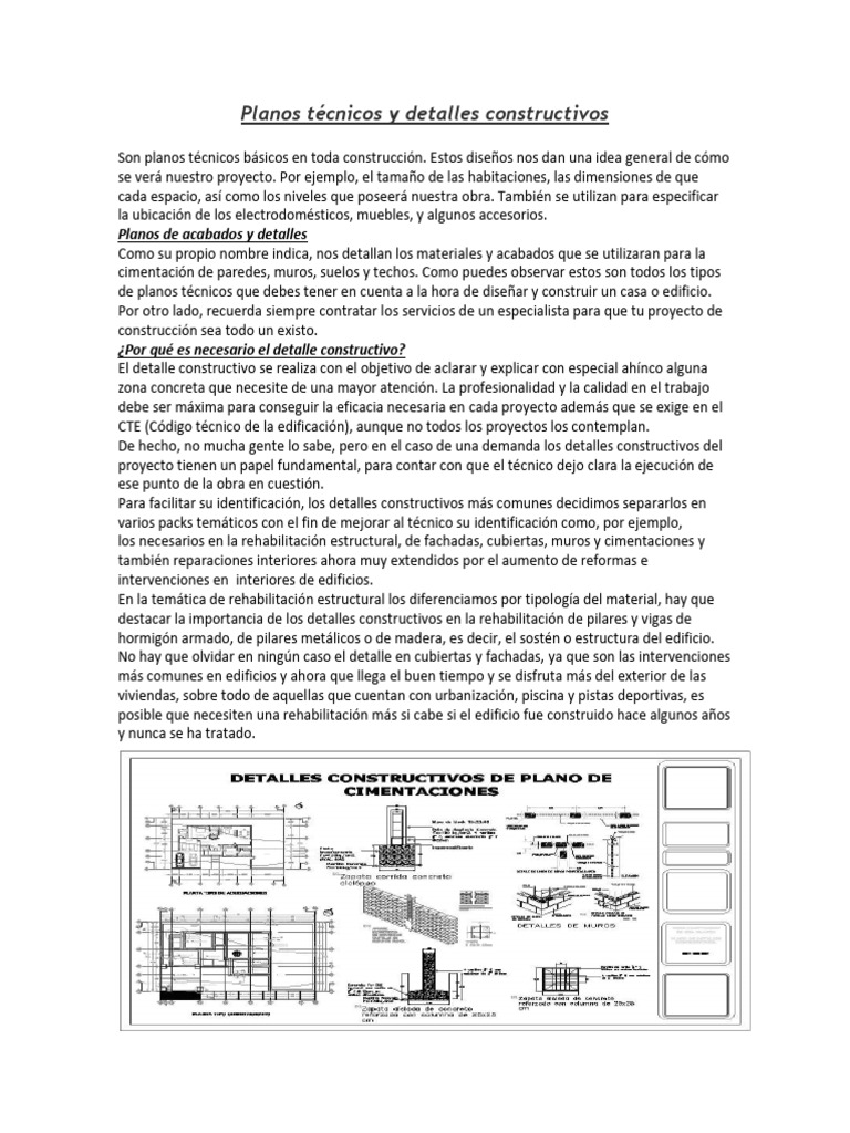 planos técnicos y detalles constructivos | PDF | edificio | Fundación (Ingeniería)