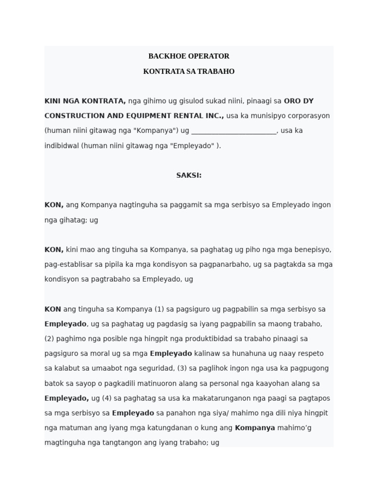 Backhoe Operator | PDF