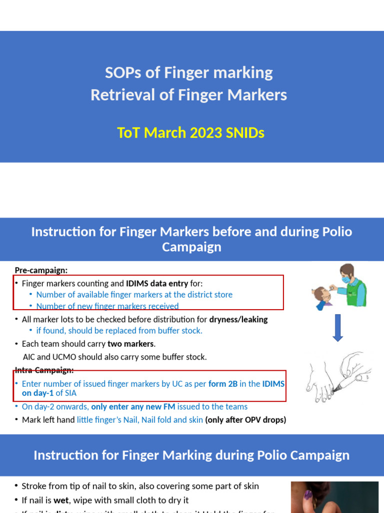 Finger Markers Management (ToT March SNIDs 2023) | PDF