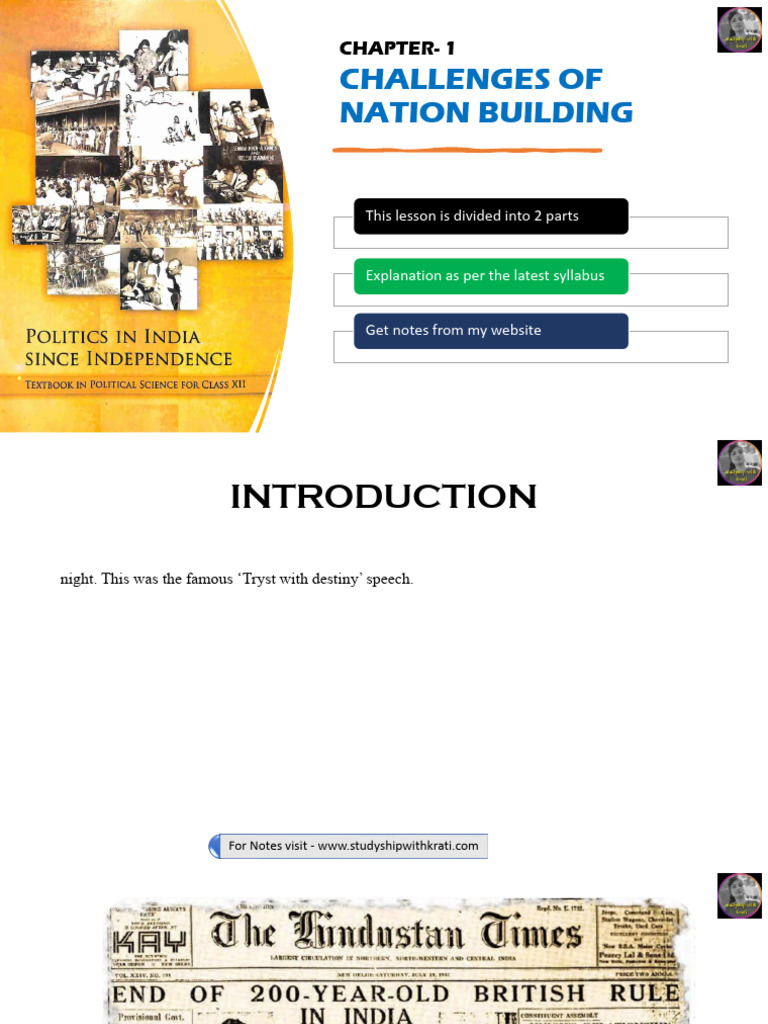 Challenges of Nation Building in India | PDF | Partition Of India ...