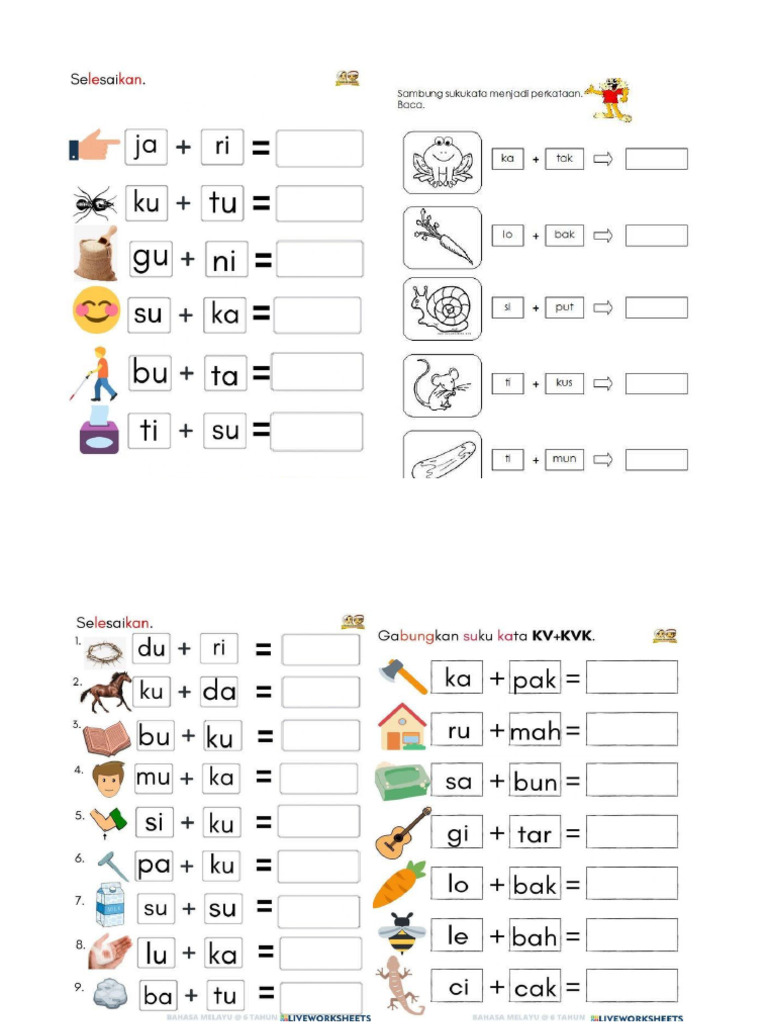 Print Latihan Suku Kata | PDF