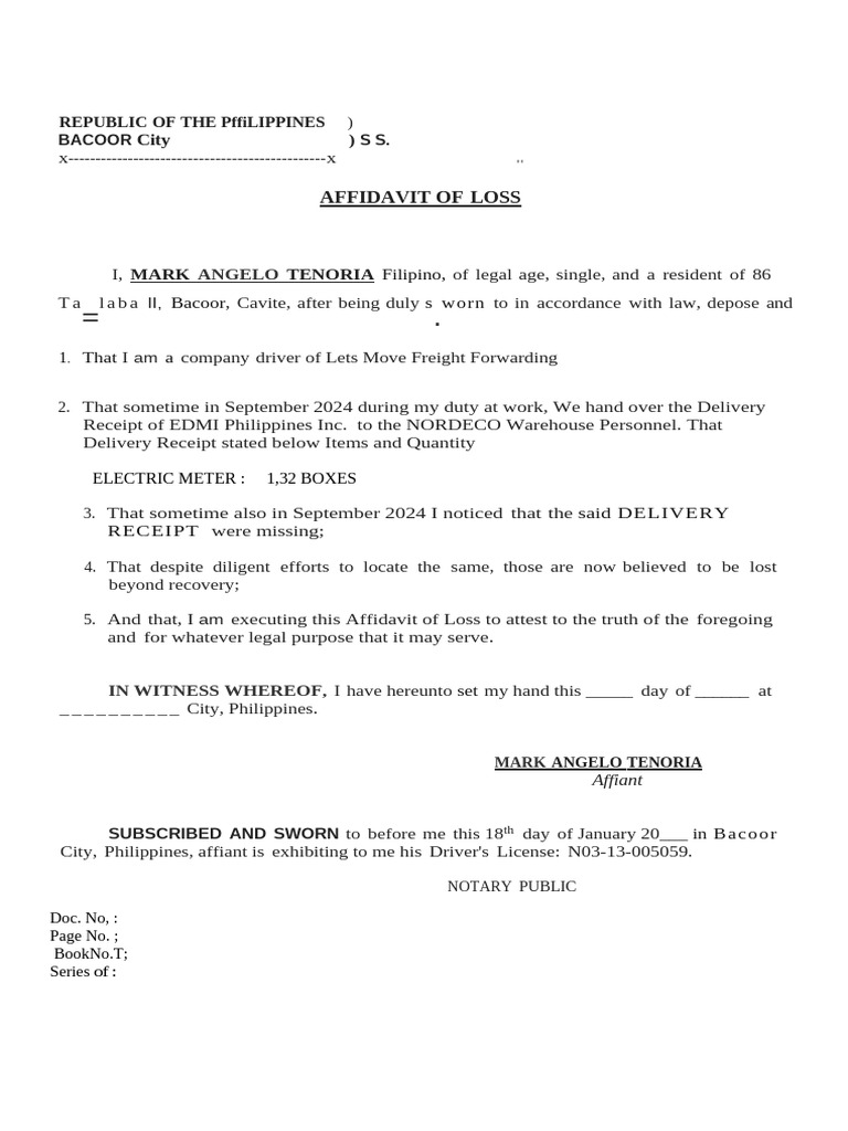 Affidavit of Lost | PDF