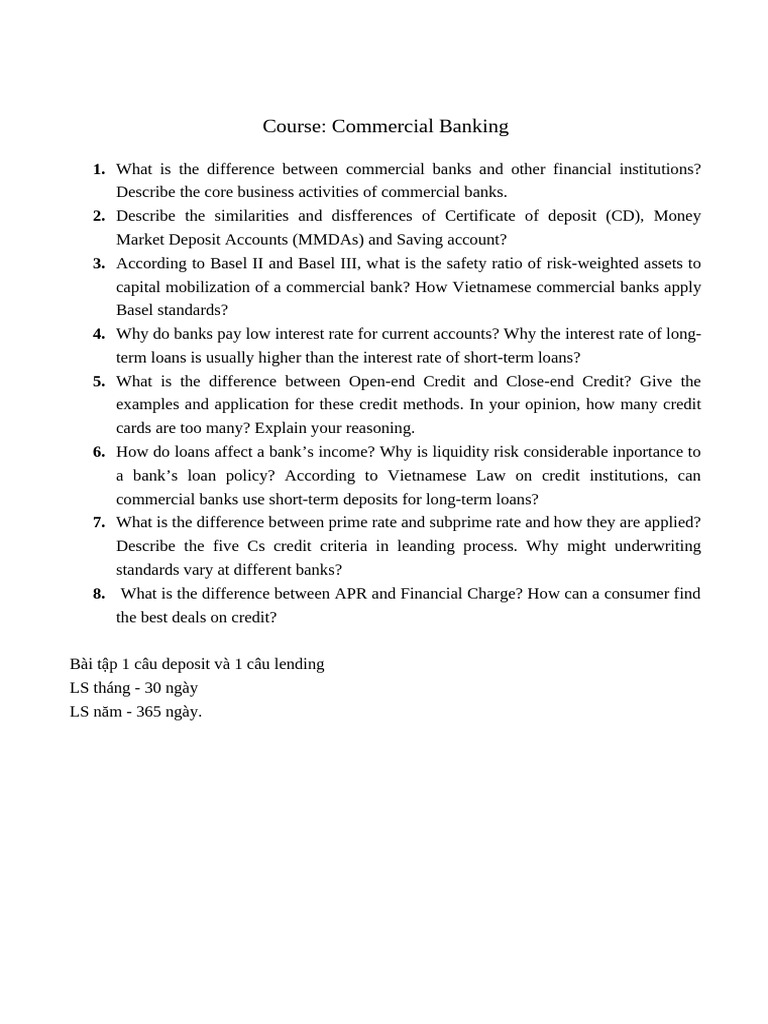 Ôn Tập Lý thuyết-NHTM-Nov 2024 | PDF