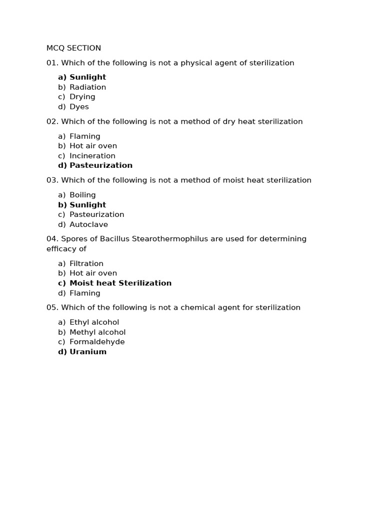 MCQ Section CSSD | PDF