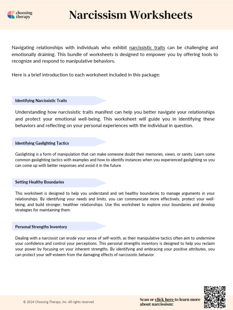 Narcissist Worksheet Bundle | PDF | Narcissism | Self Esteem