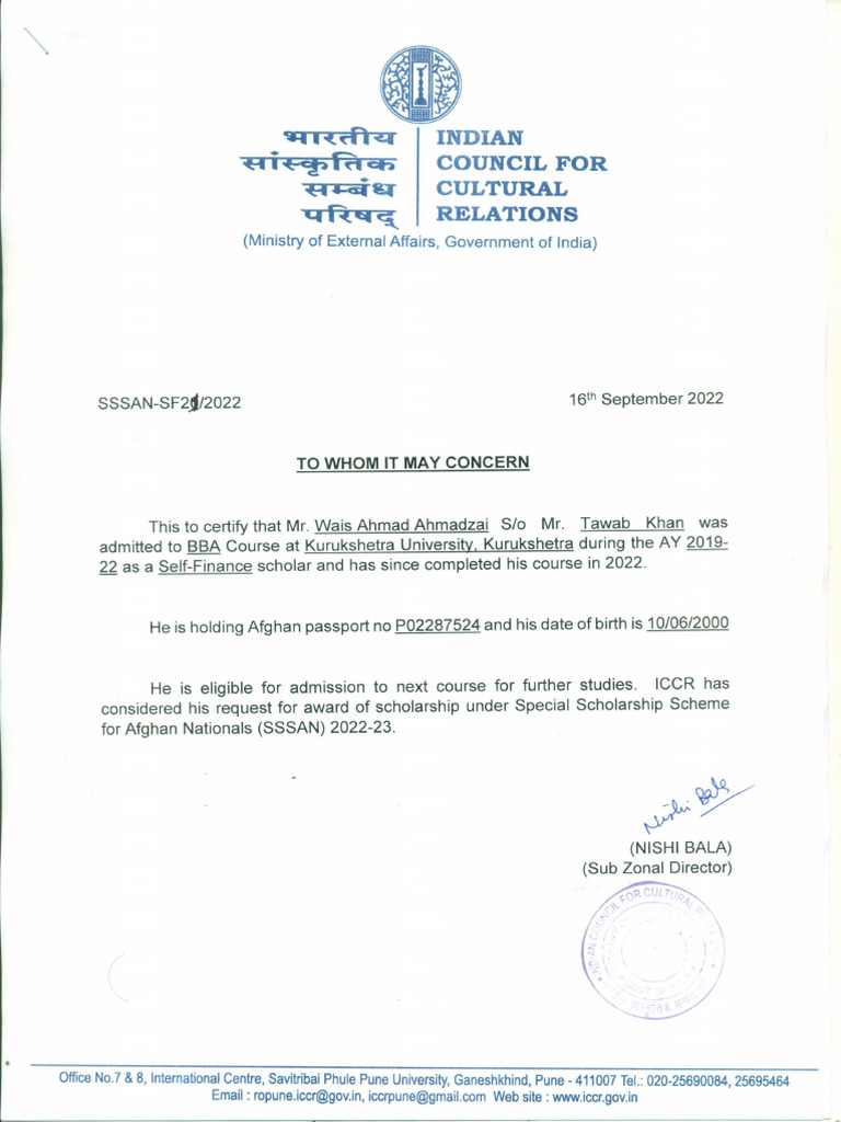ICCR's Letter | PDF