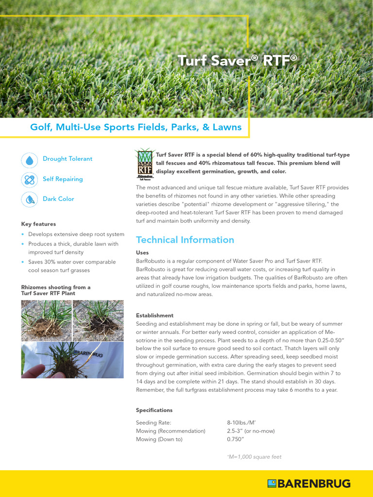 TurfSaverRTF_TechSheet | PDF | Lawn | Seed