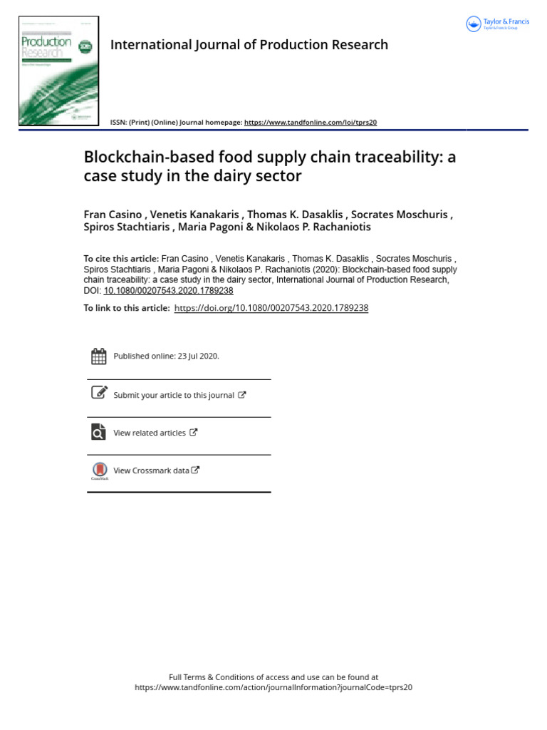 Blockchain-Based Food Supply Chain Traceability A Case | PDF | Supply Chain